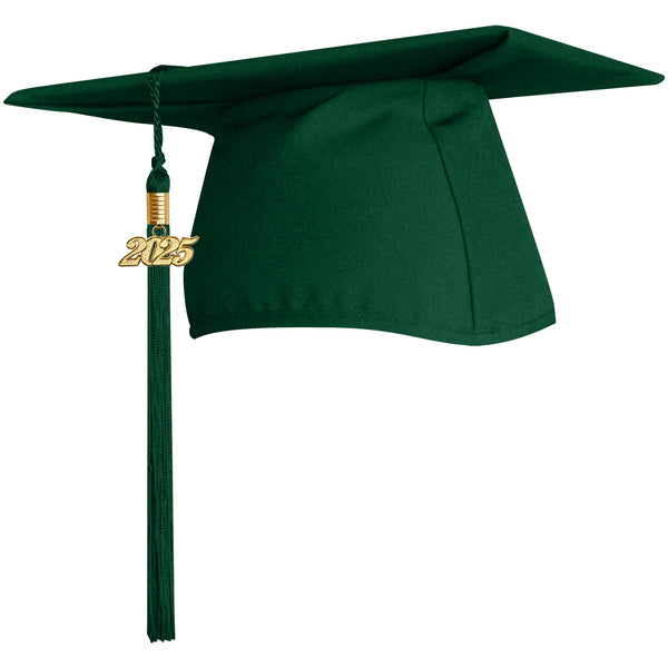 Matte Hunter Green Graduation Cap with Tassel|Elementary – Graduation World