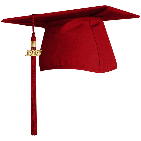 Matte Red Graduation Cap with Tassel|High School – Graduation World