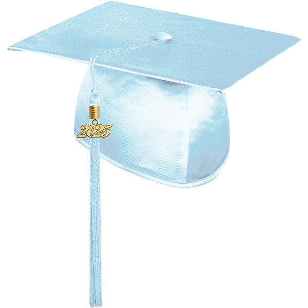 Shiny Light Blue Graduation Cap with Tassel|High School – Graduation World