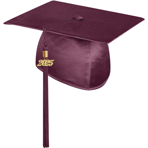 Shiny Maroon Graduation Cap with Tassel|Bachelor – Graduation World