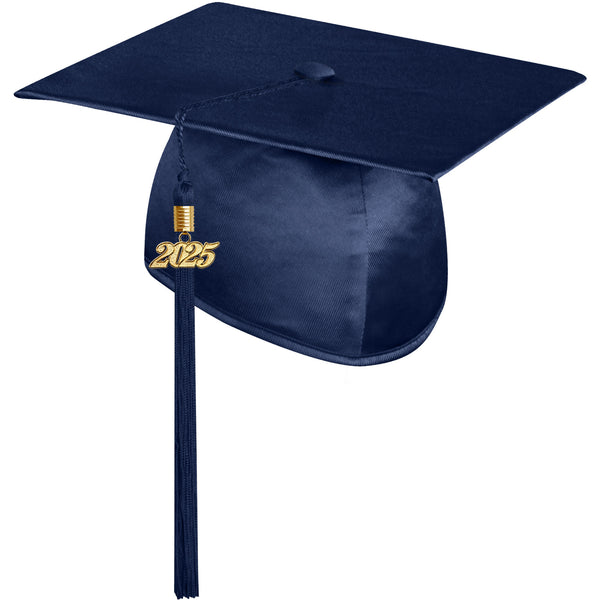 Shiny Navy Blue Graduation Cap with Tassel|Faculty – Graduation World